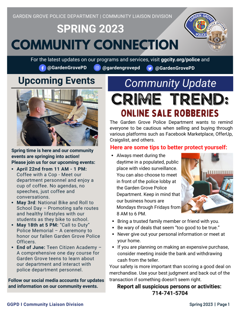Community Connection Newsletter - Spring 2023 | City of Garden Grove