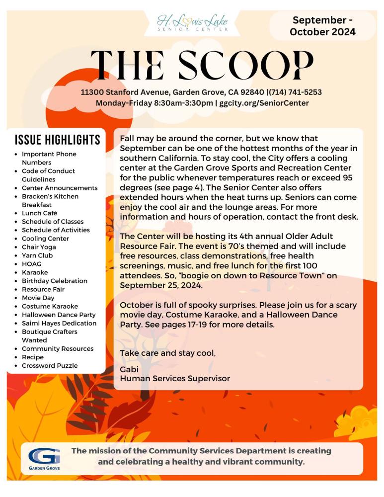 Senior SCOOP: Senior Resource Newsletter September/October 2024 | City ...